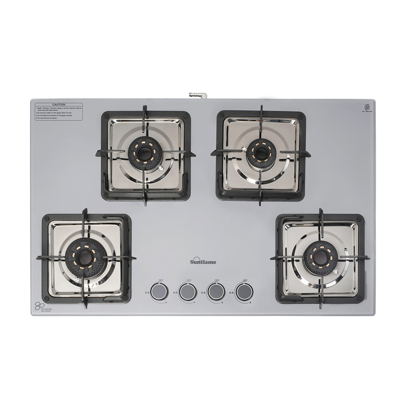Ultra-Slim Grey 4 Burner Countertop Hob 80 cm Wide | Italian SABAF Val ...