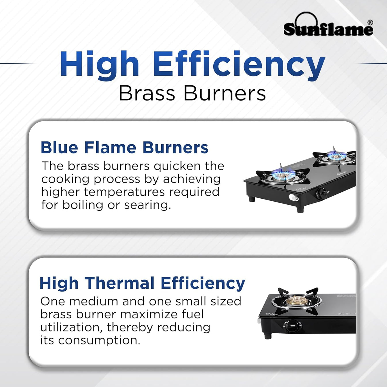 Sunflame Maleo 2 Burner Gas Stove | 1 Medium & 1 Small Brass Burners ...